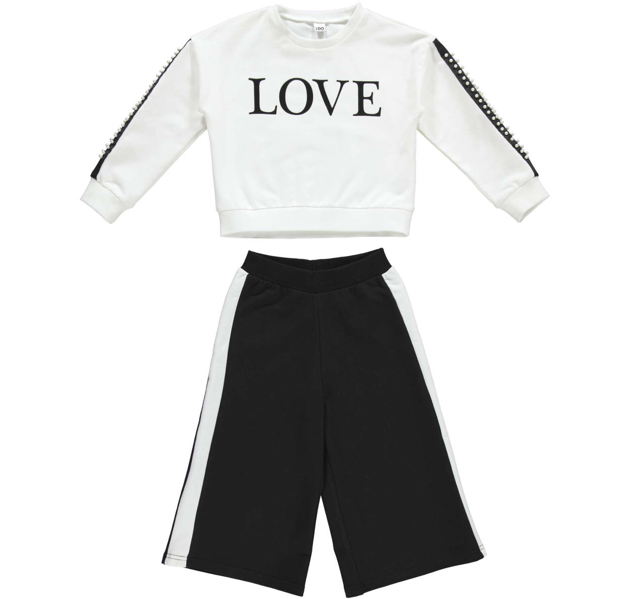 Completo pantalone cropped e felpa con perle per bambina da 6 a 16 anni ... Completo pantalone cropped e felpa con perle per bambina da 6 a 16 anni ...